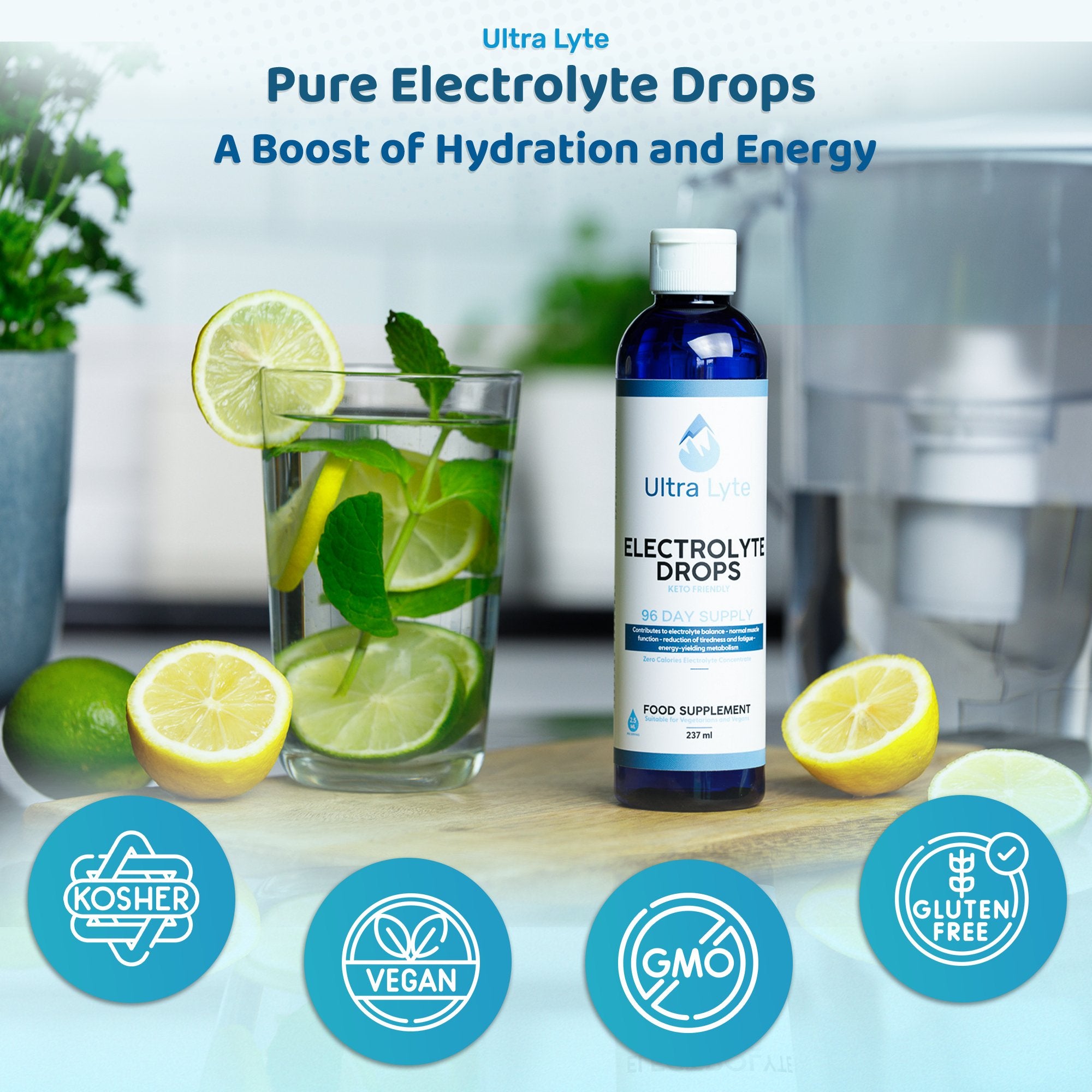 Ultra Lyte Electrolyte Drops 237ml - Rapid Rehydration